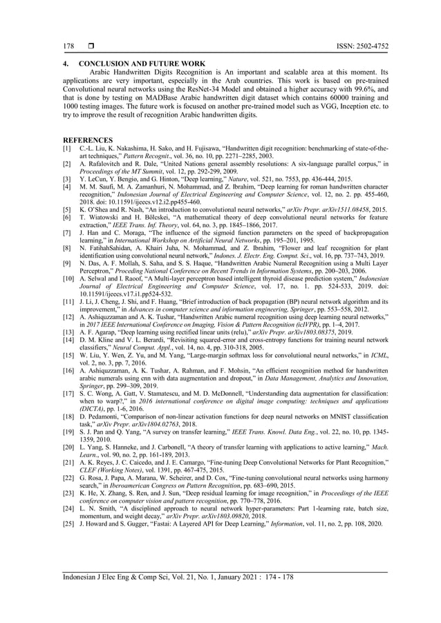 Arabic Handwritten Digits Recognition Based On Convolutional Neural Networks With Resnet 34