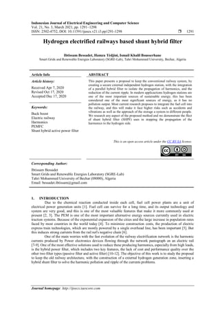 Hydrogen electrified railways based shunt hybrid filter | PDF