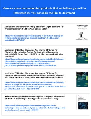 Applications Of Blockchain And Big Iot Systems Arun Solanki Vishal Jain ...