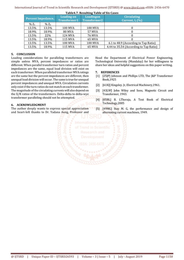 Analysis Of Three Phase Transformer Parallel Operation And Circulating