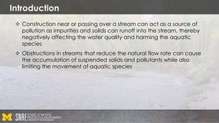 Effects of Obstruction on Stream Water Quality at Parker Mill | PPT