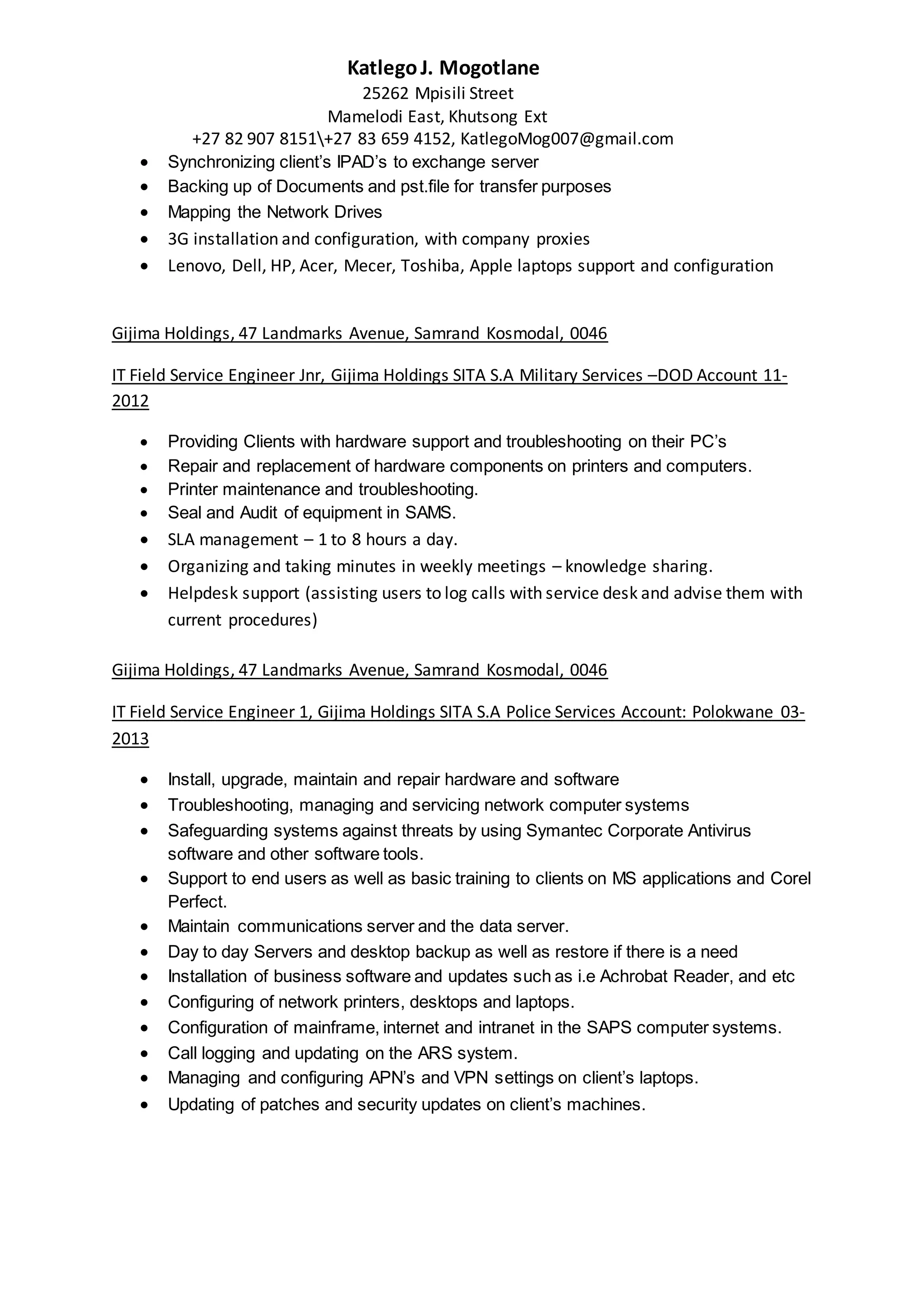 Katlego J Mogotlane CV.043