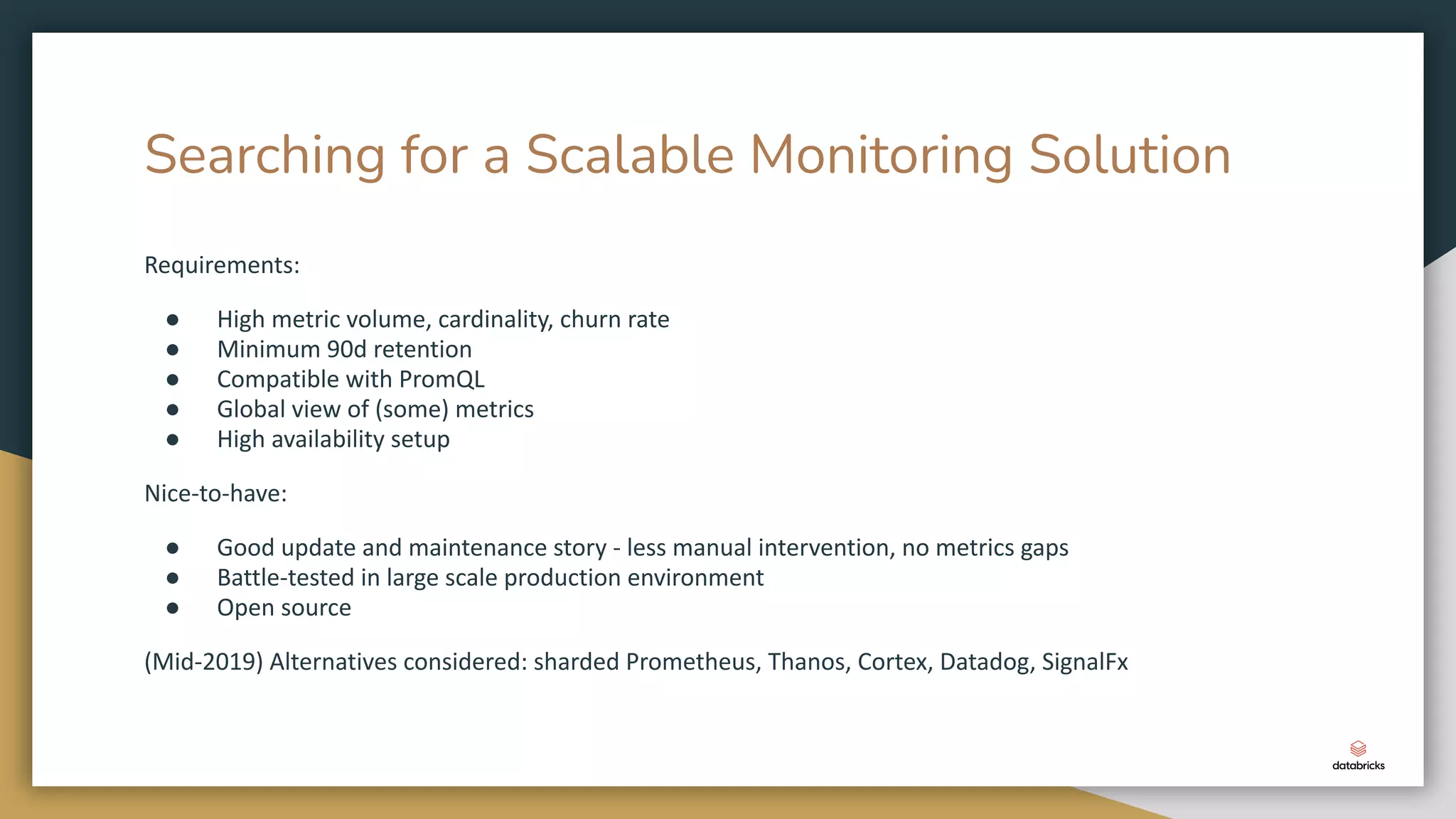 Scaling Monitoring At Databricks From Prometheus to M3 | PPT
