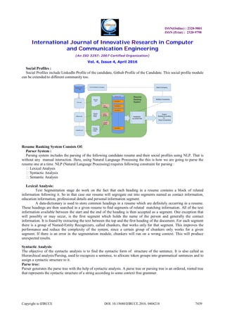 Intelligent Hiring with Resume Parser and Ranking using Natural Language Processing and Machine ...