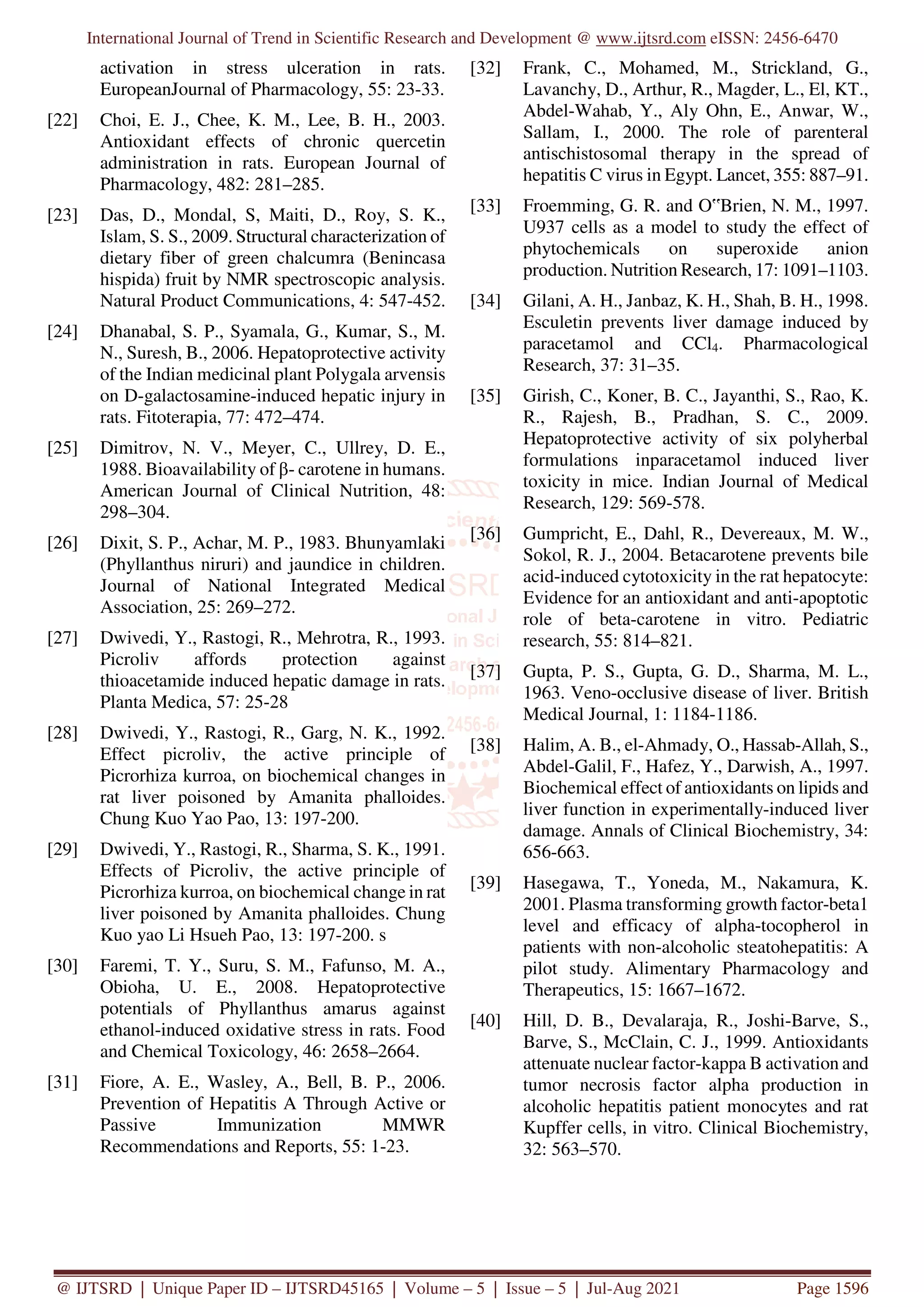 Role of Herbal Medicine in Liver Disorder | PDF