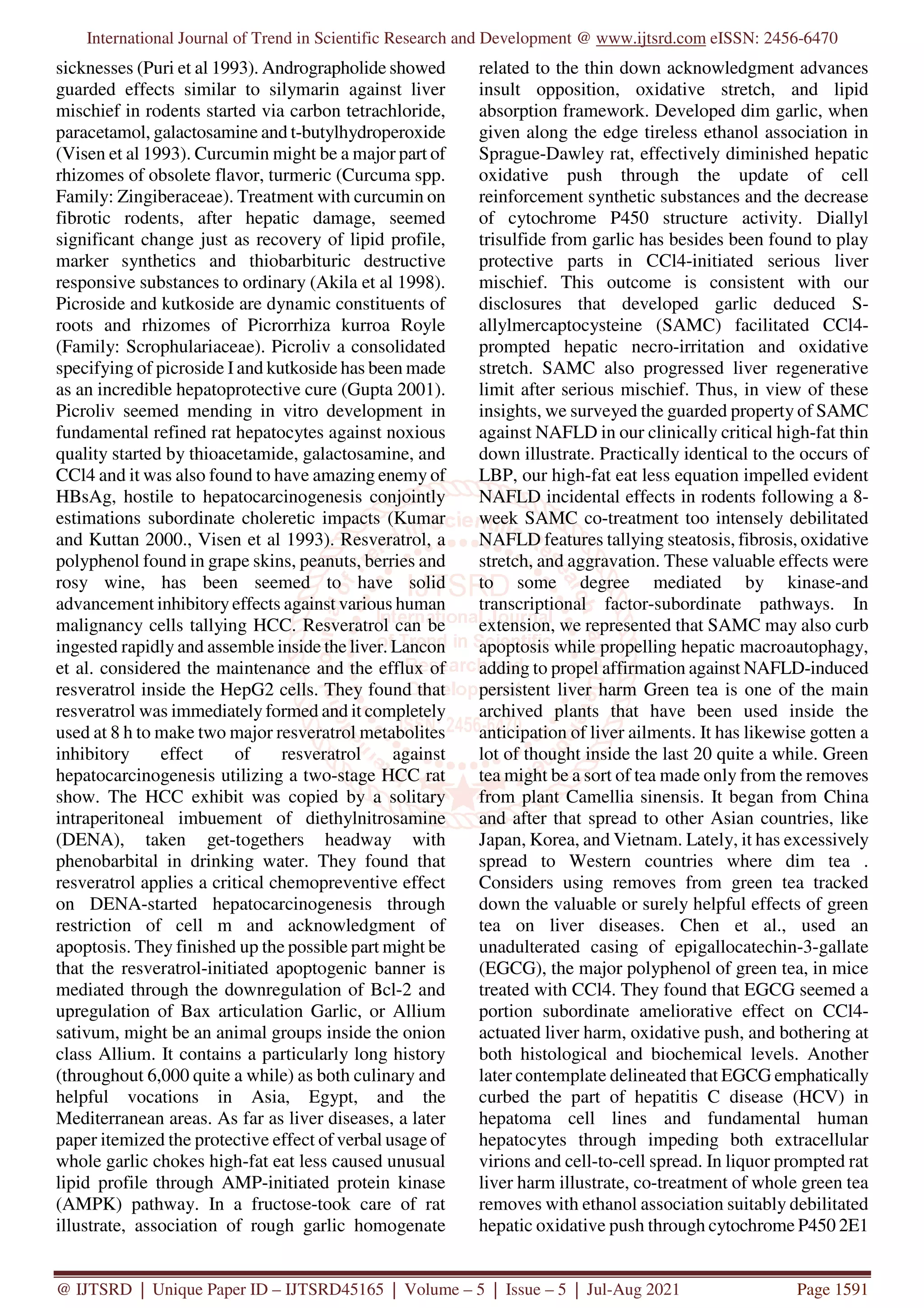 Role of Herbal Medicine in Liver Disorder | PDF