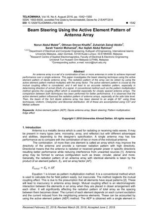 Beam Steering Using the Active Element Pattern of Antenna Array | PDF