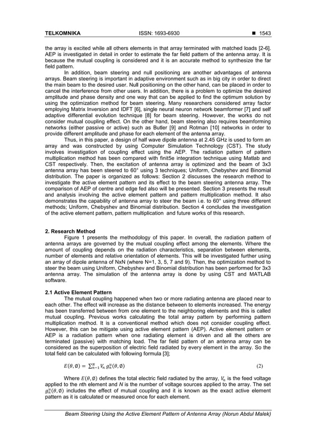 Beam Steering Using the Active Element Pattern of Antenna Array | PDF