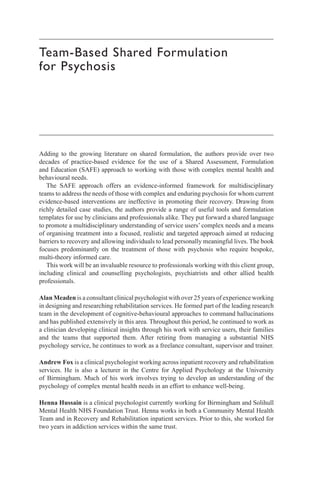 Teambased Shared Formulation For Psychosis Alan Meaden Andrew Fox | PDF