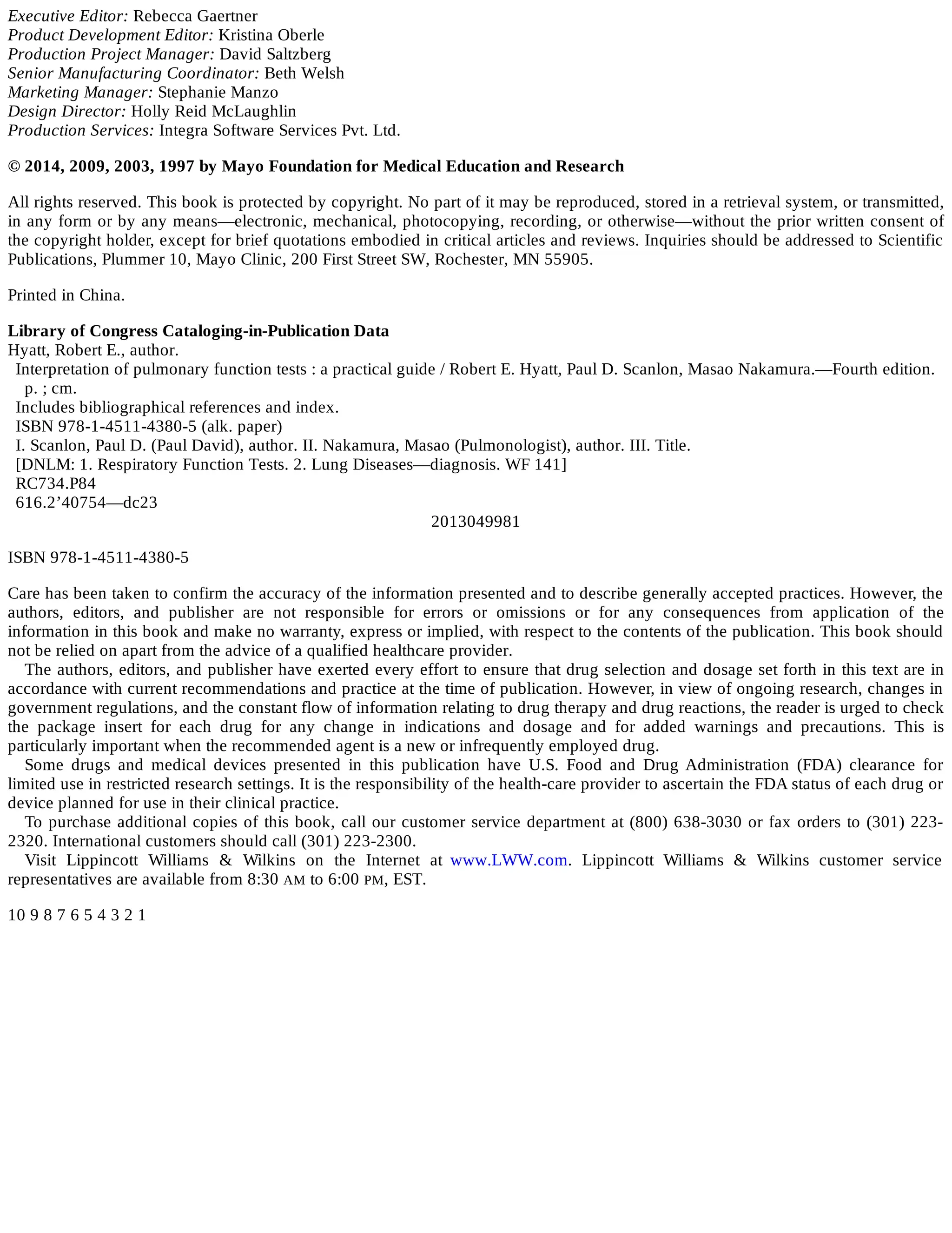 Interpretation Of Pulmonary Function Tests Robert E Hyatt Paul D ...