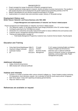 Ian Butler CV December 2015 | PDF