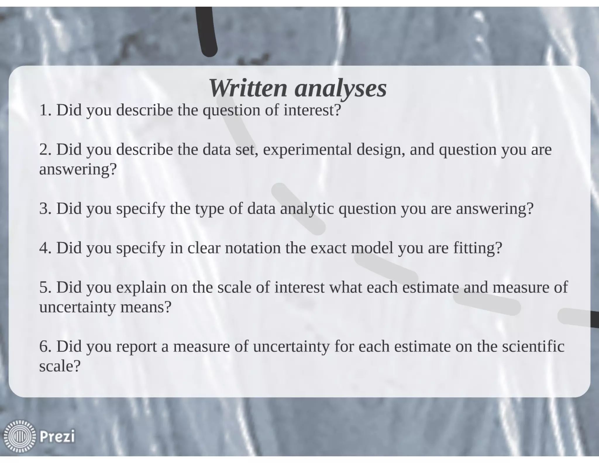 the elements of data analytic style checklisti | PPT
