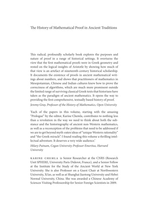 The History Of Mathematical Proof In Ancient Traditions Karine Chemla ...