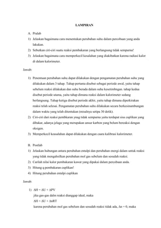 laporan praktikum penentuan-perubahan-entalpi-pembakara-laprak | PDF