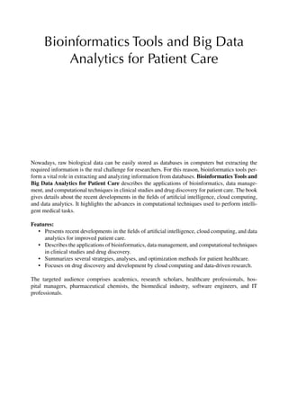 Bioinformatics Tools And Big Data Analytics For Patient Care Rishabha ...