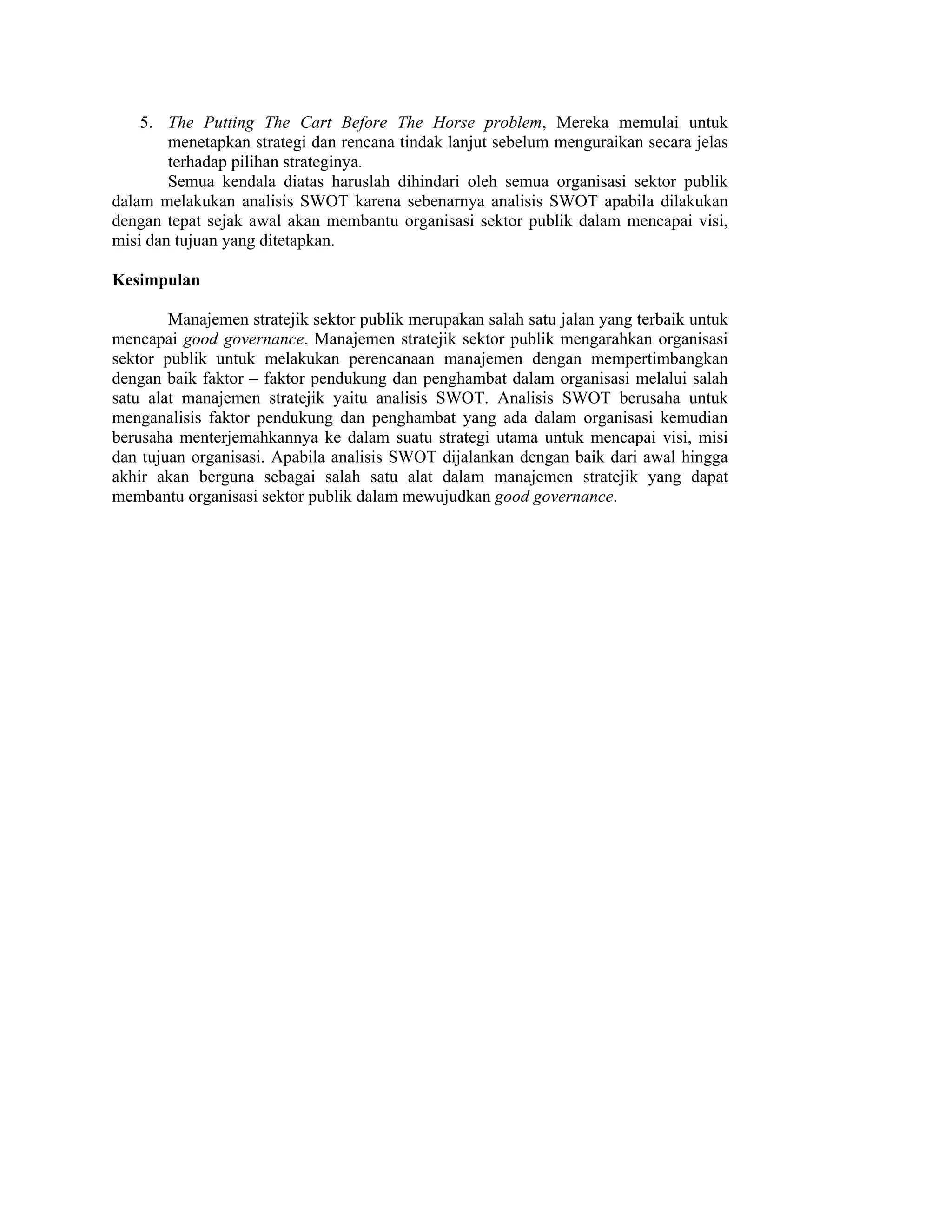 21947378 manajemen-strategi-sektor-publik-langkah-tepat-menuju-good-governance | PDF