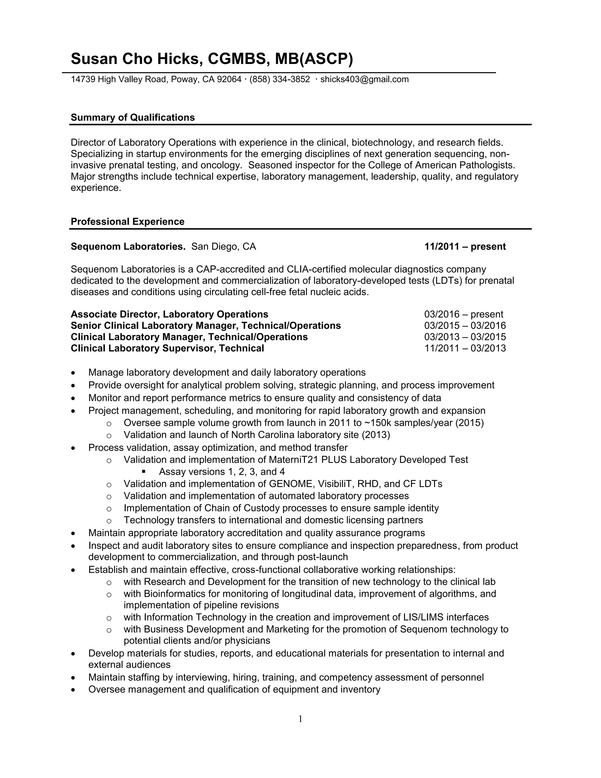 Susan_Hicks_Resume_Mar2016 | PDF | Genetics | Science