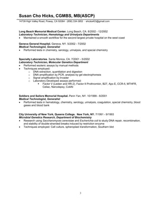 Susan_Hicks_Resume_Mar2016 | PDF | Genetics | Science