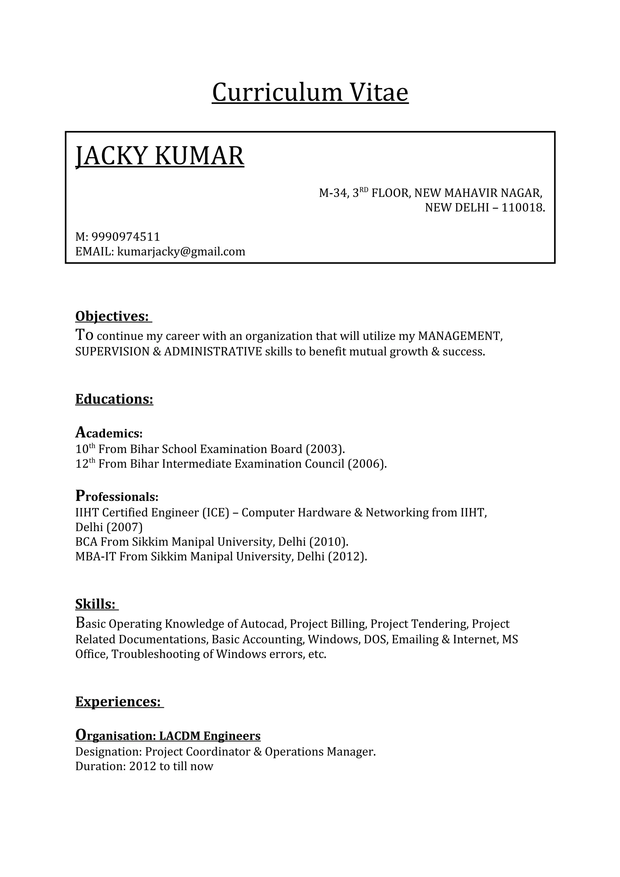 JACKY KUMAR | PDF