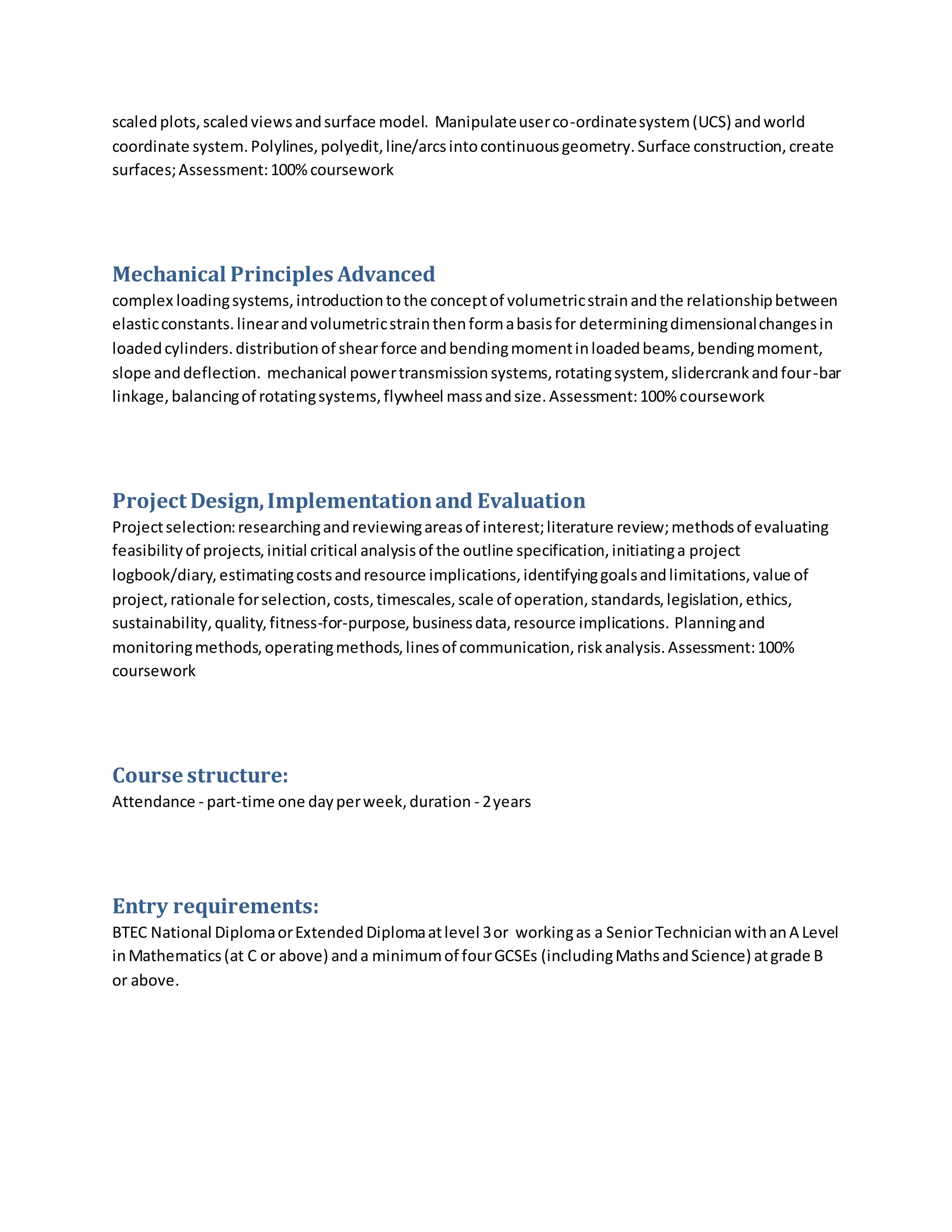 BTEC Higher National Certificate in Manufacturing (Mechanical ...