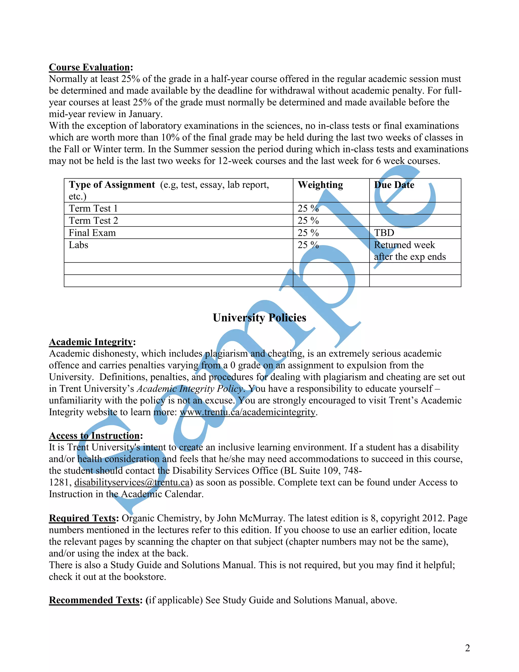 CHEM2110OutlineSample | PDF