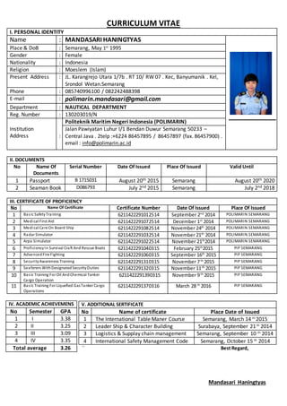 MANDA. CV DECK DEPARTMENT Terbaru | PDF