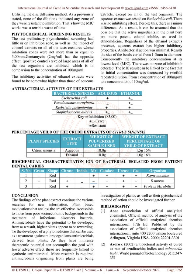 Antibacterial Activity of Citrus Sinensis X against Pathogenic ...