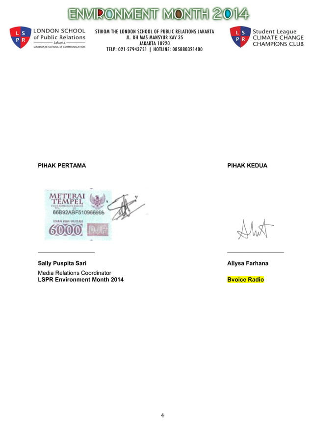 CONTOH MOU LSPR 4C | PDF