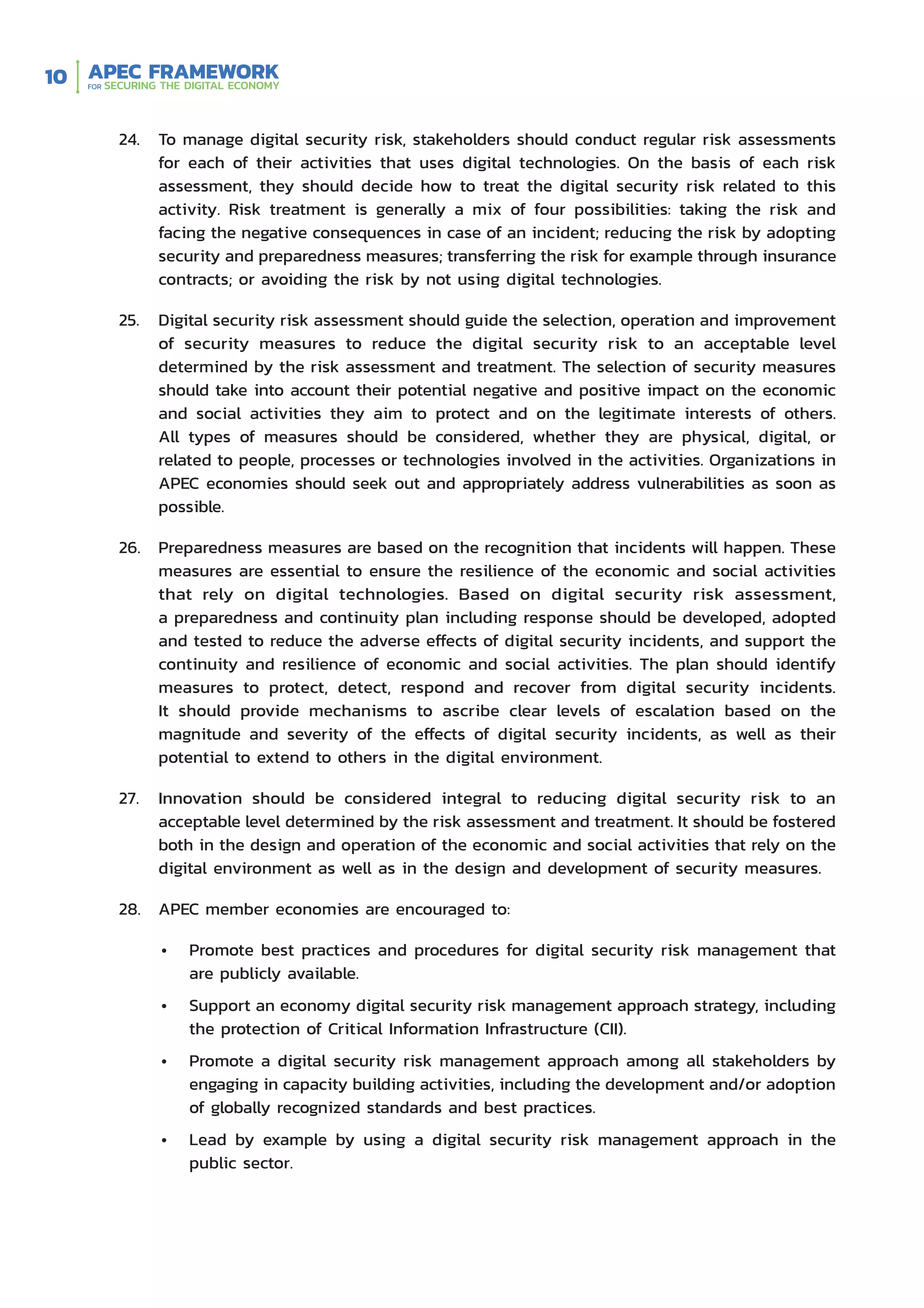 APEC Framework for Securing the Digital Economy | PDF