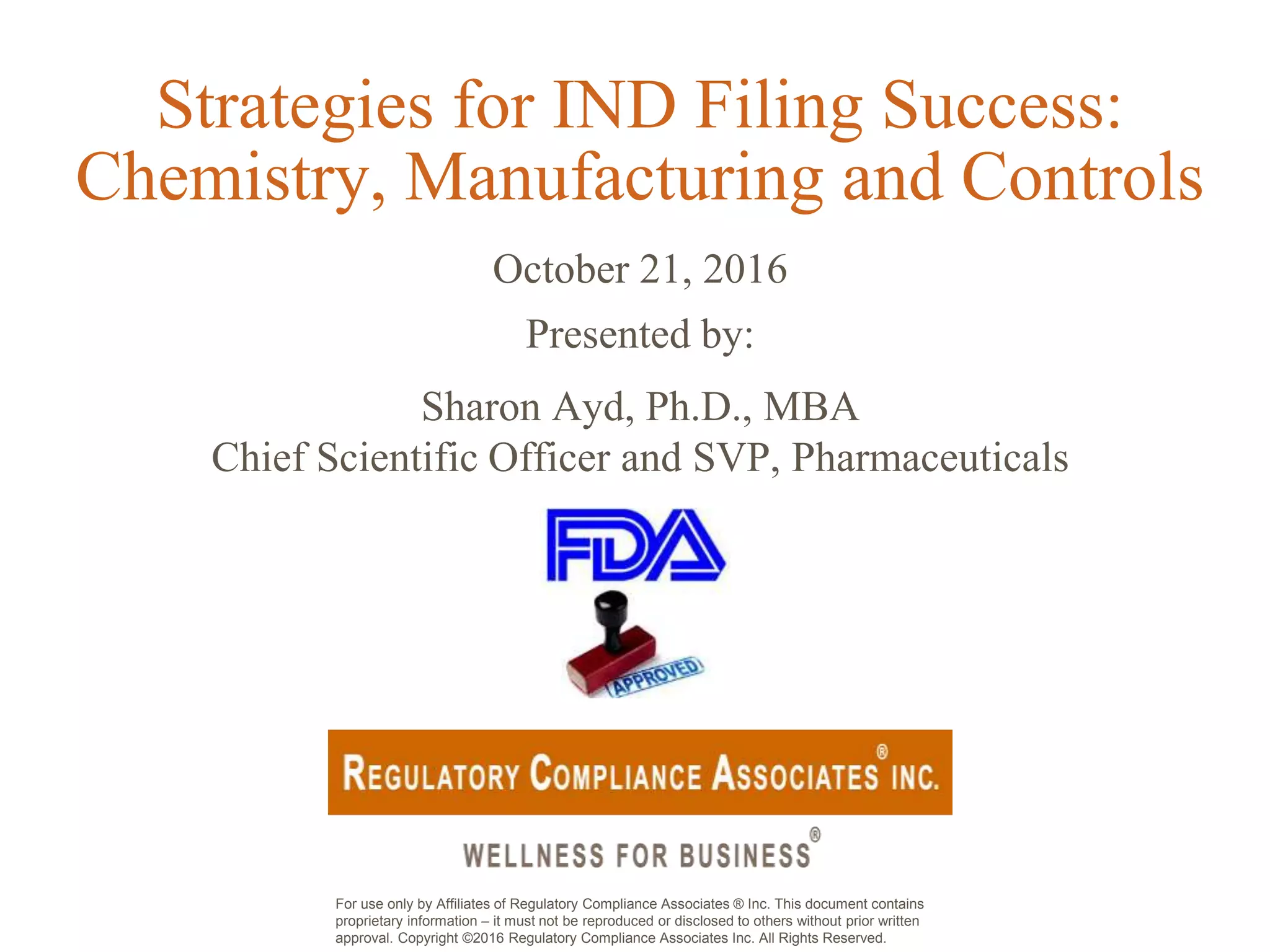 Strategies for IND Filing Success -CMC | PPT