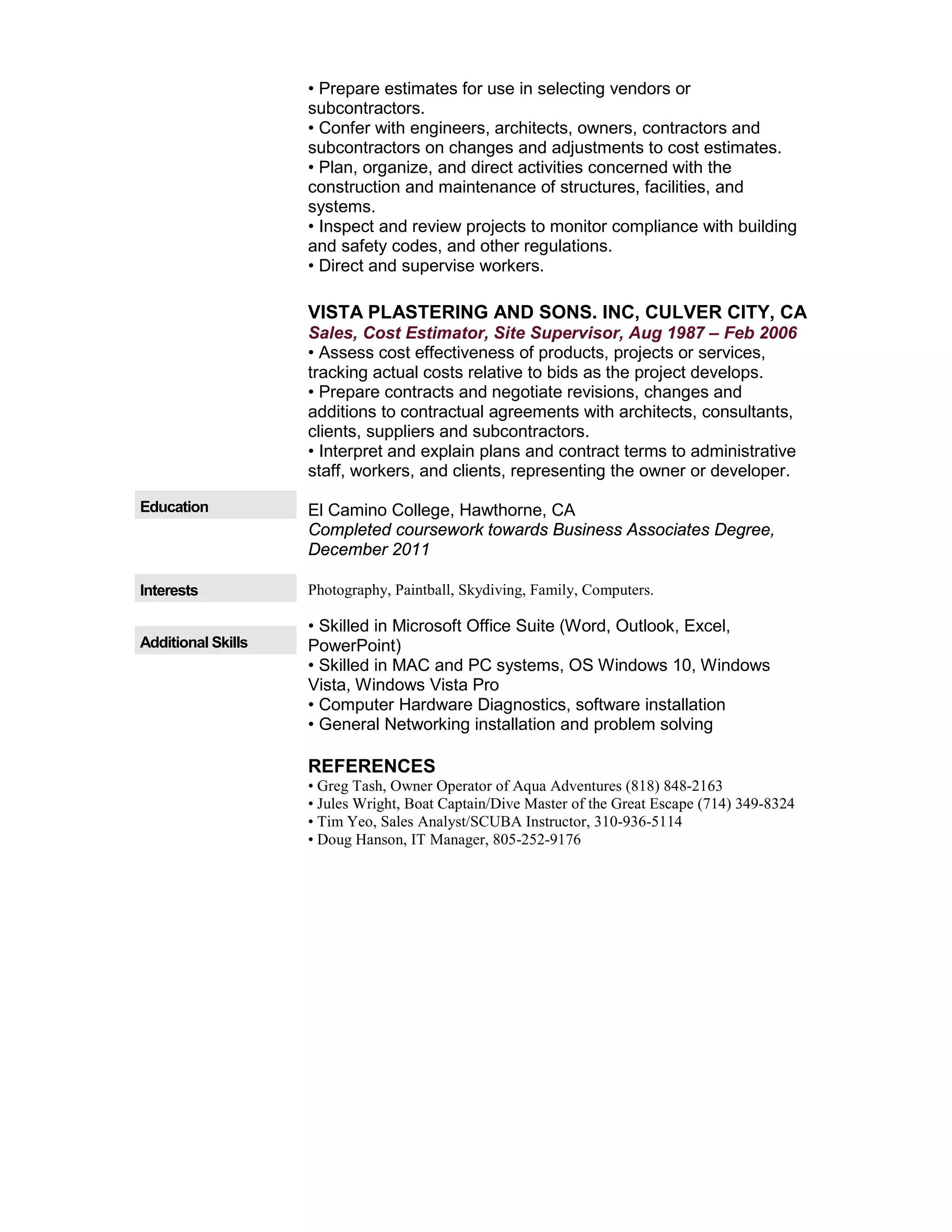 2015 SCUBA Resume | PDF