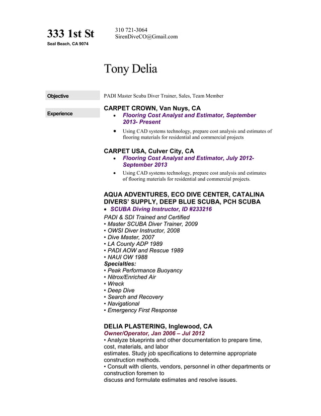 2015 SCUBA Resume | PDF
