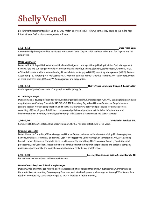 Shelly Venell Professional Resume 2015 | PDF