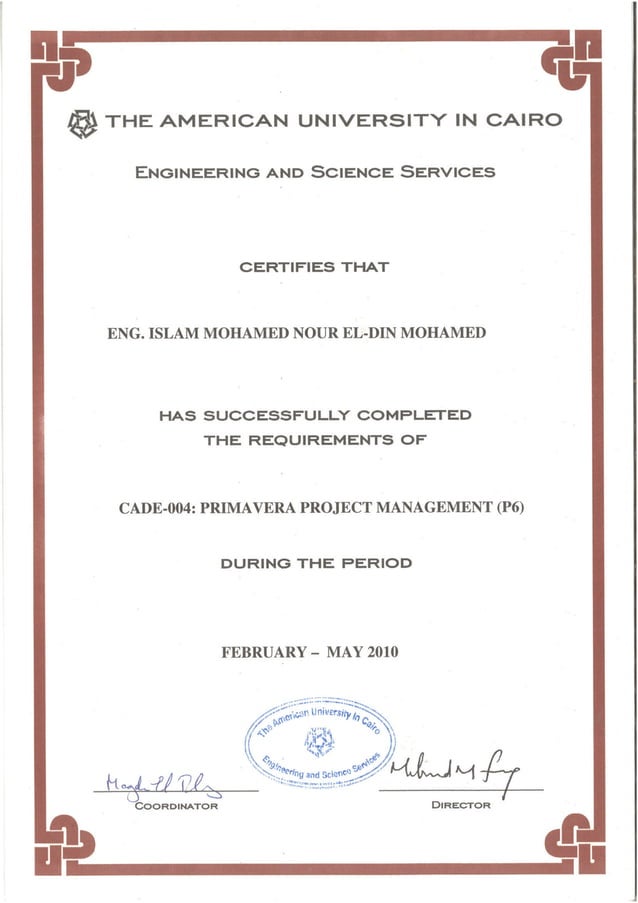 PRMG CAD-004 Primavera P6 Certificate | PDF