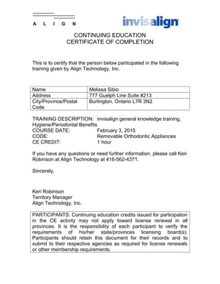 Melissa Invisalign Training | DOC