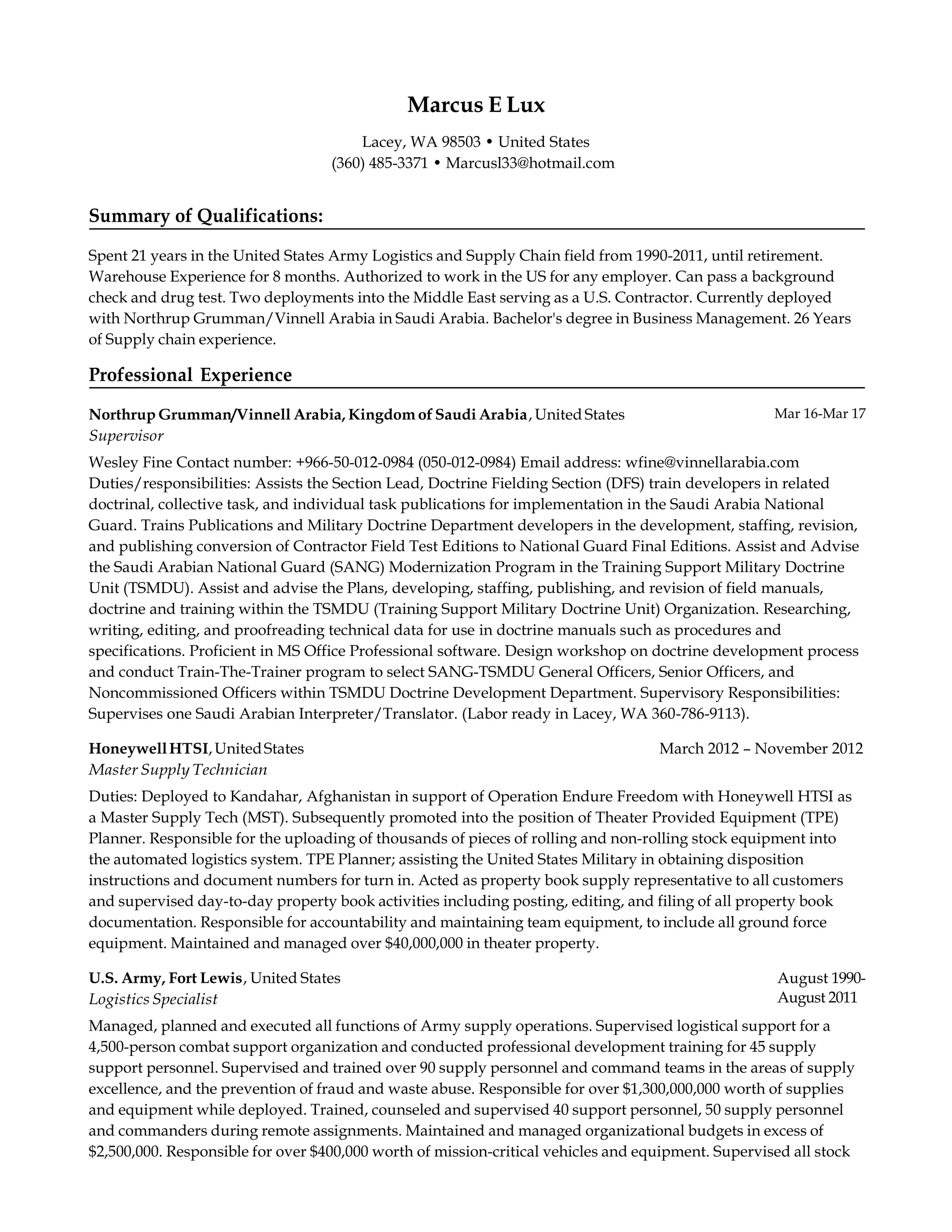 Marcus Lux Resume Jan 2017b | PDF