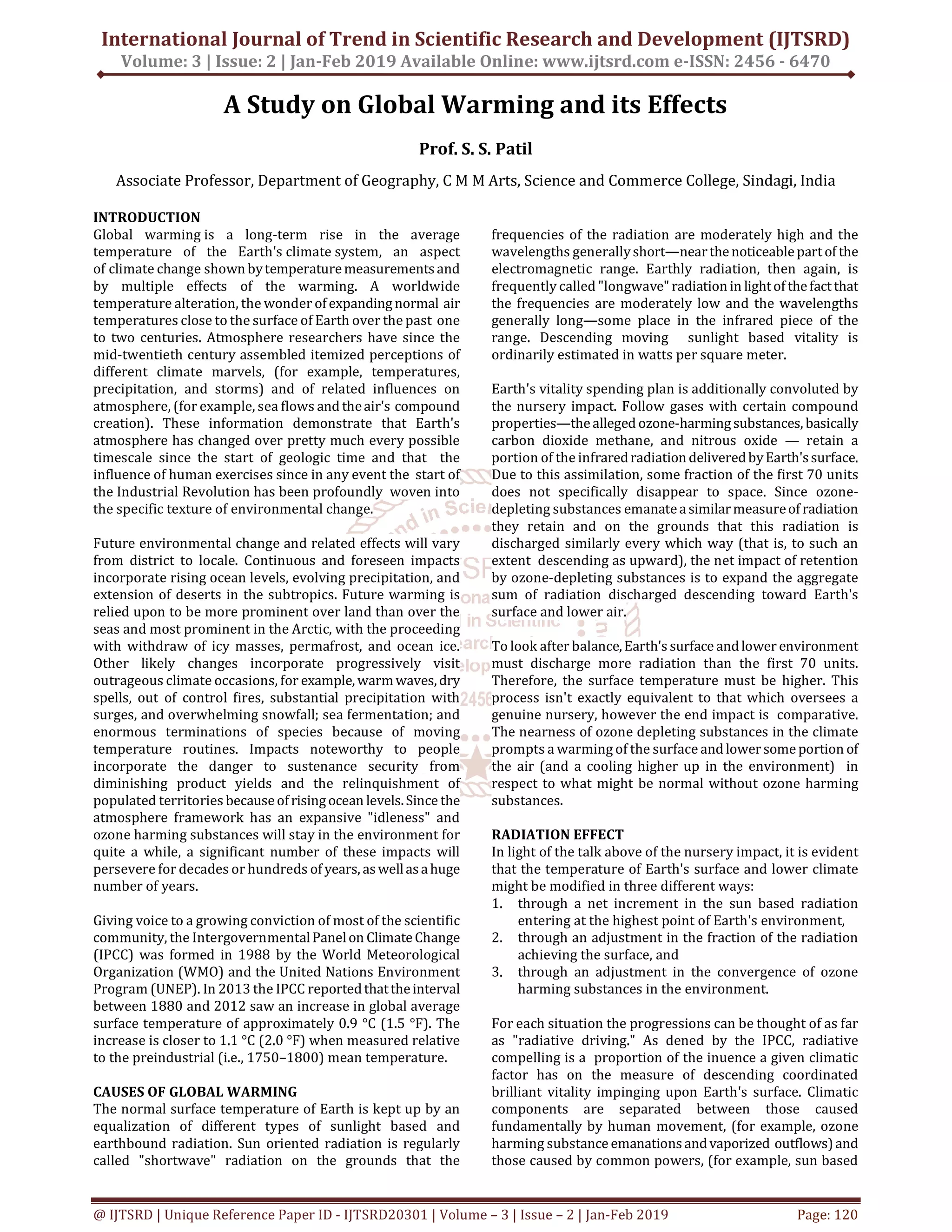 A Study on Global Warming and its Effects | PDF