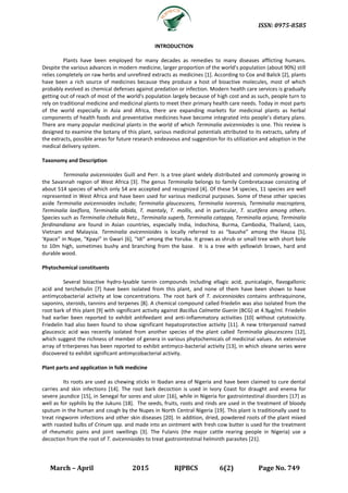 Terminalia avicennioides as a Potential Candidate for Pharmaceutical ...