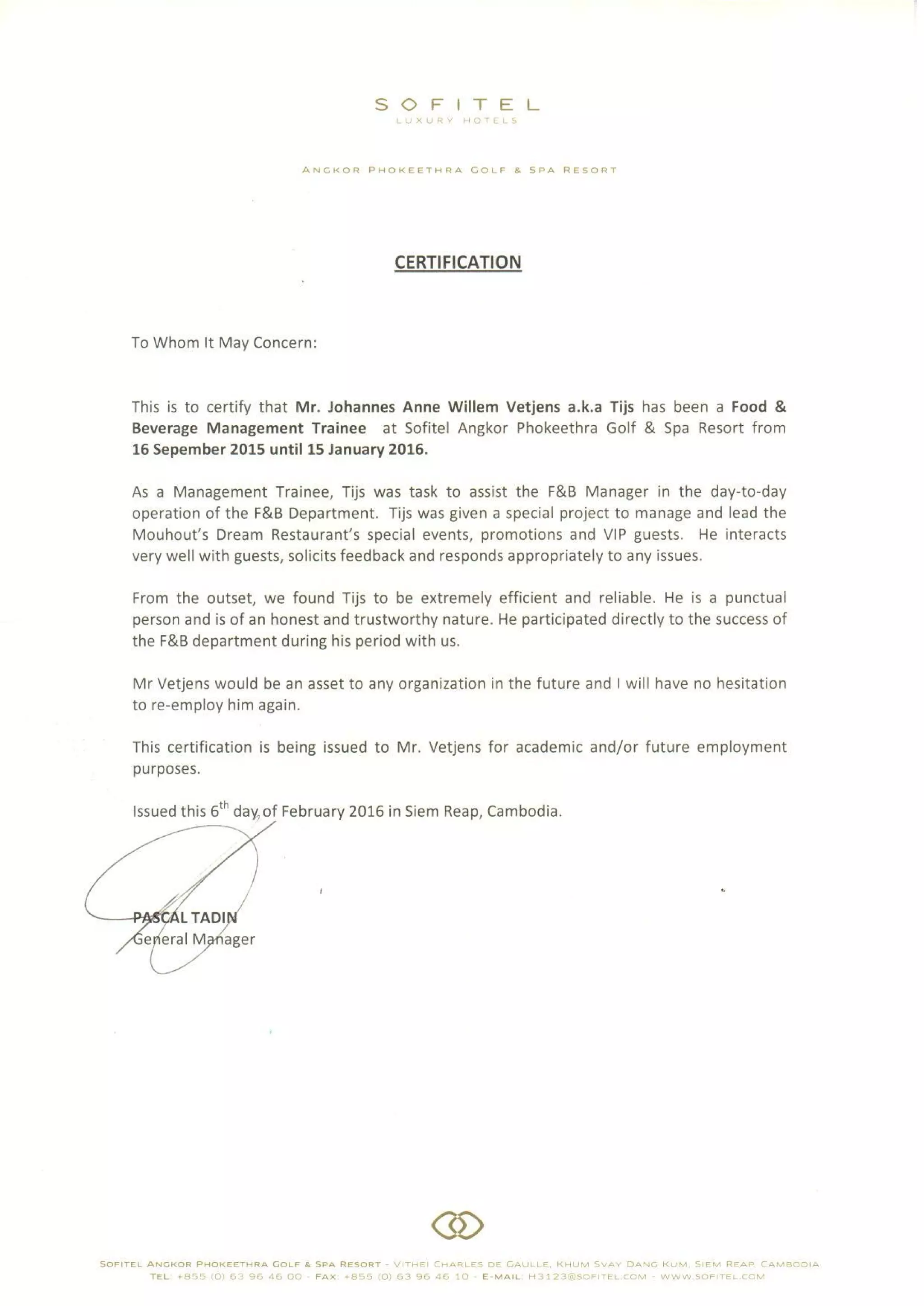Certification - Mr. Tijs | PDF