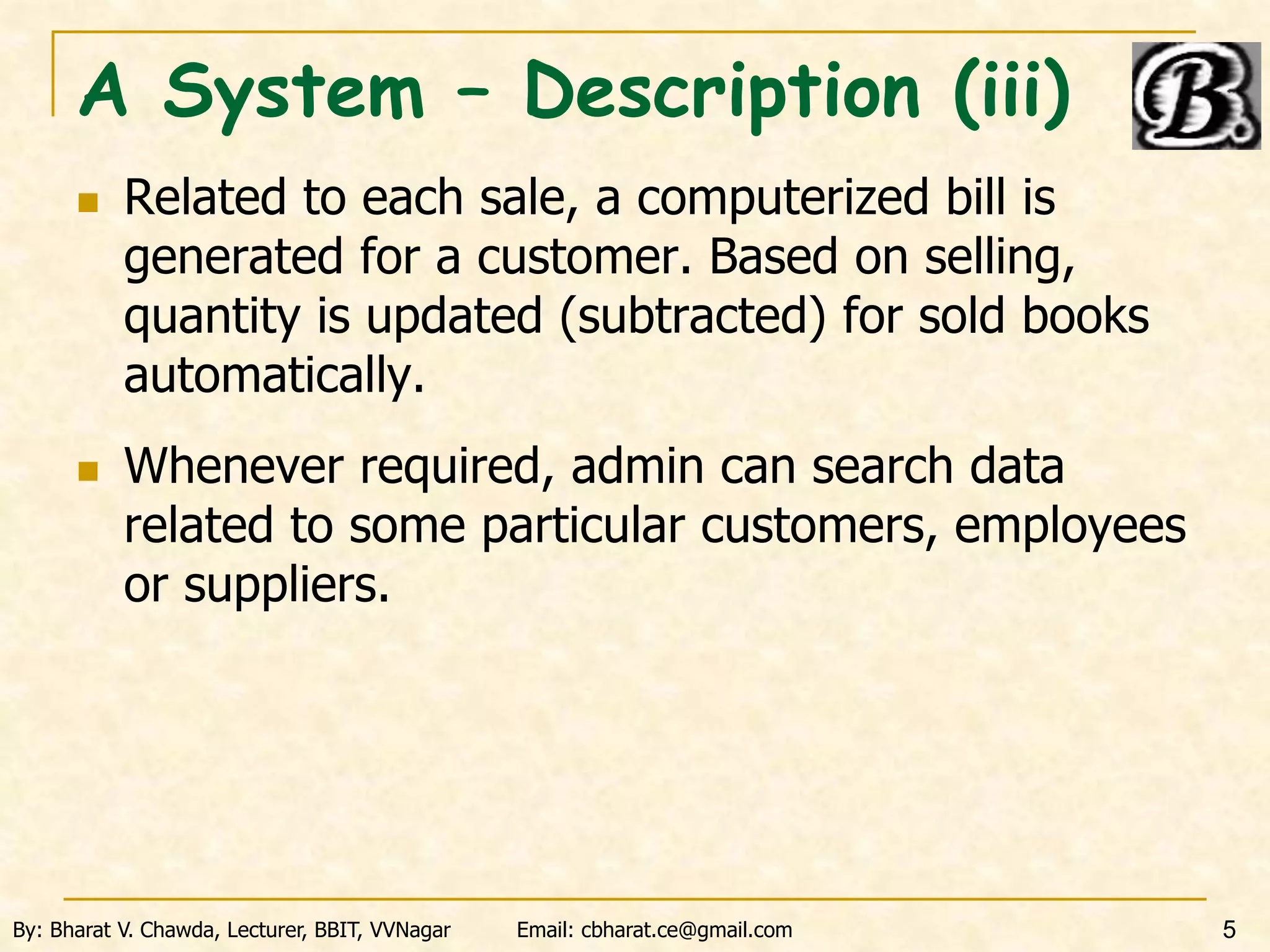 Book Store Management System - Database Design - 2021 | PPTX