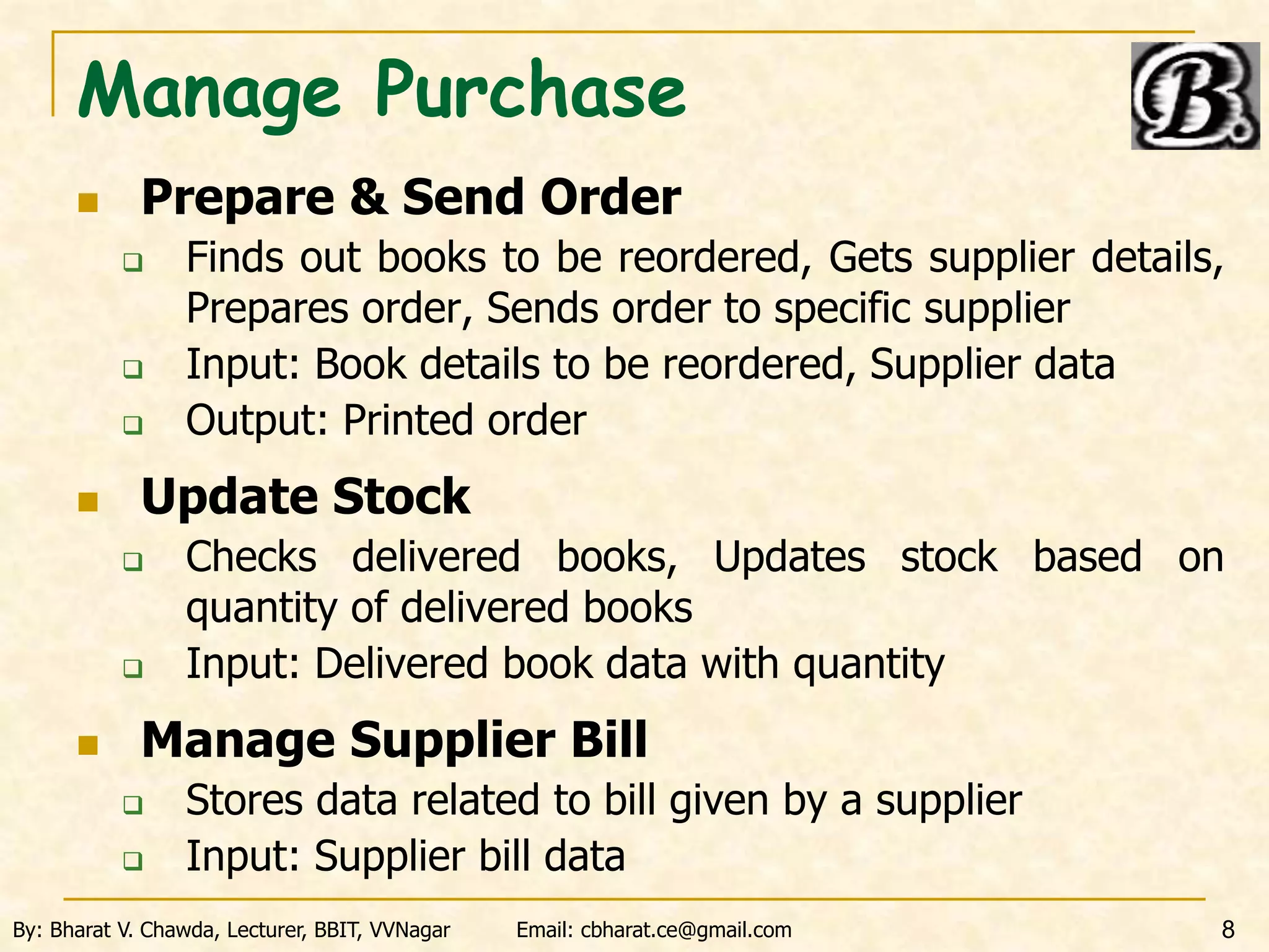 Book Store Management System - Functional Requirements - 2021 | PPTX