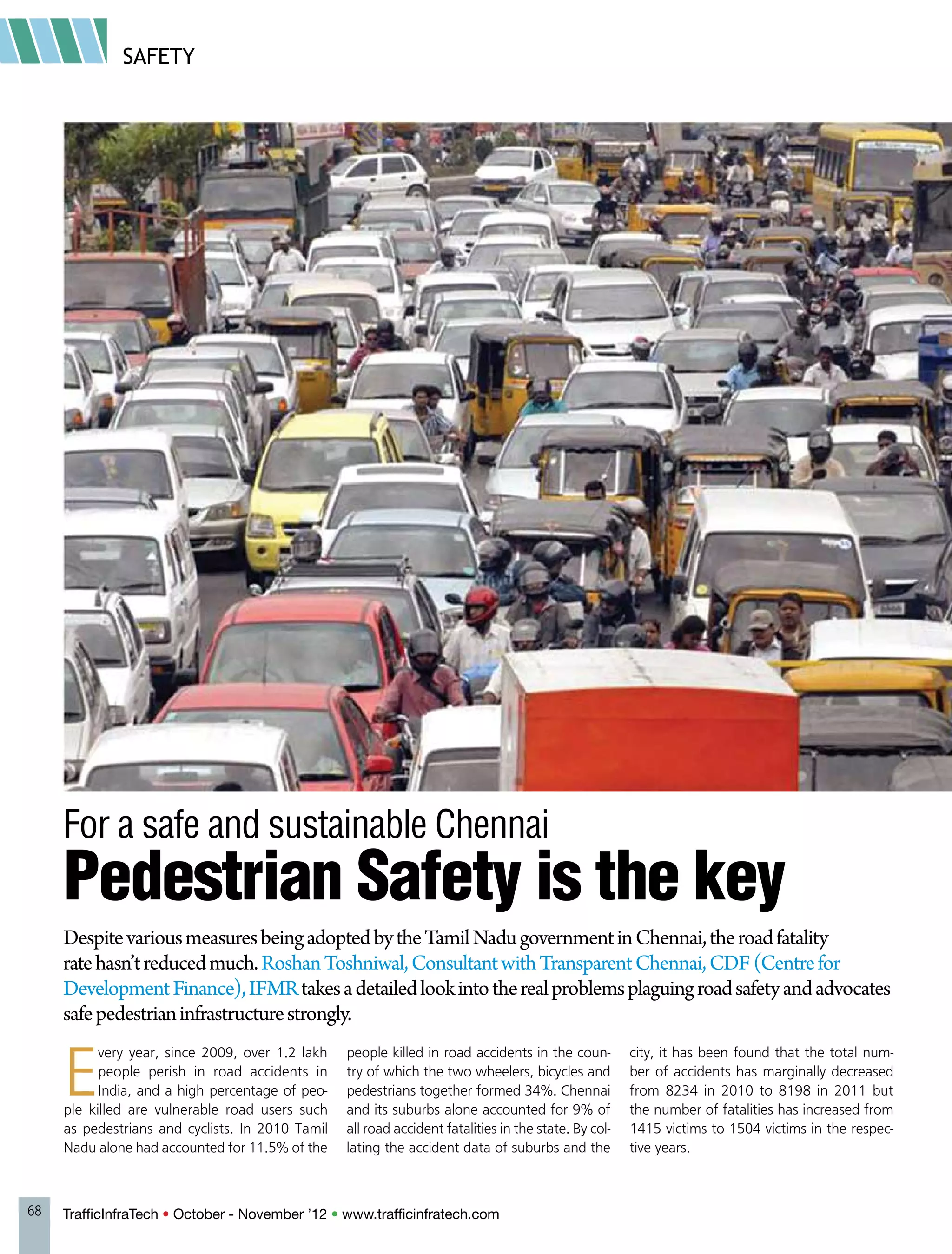For A Safe and Sustainable Chennai Pedestrian Safety is the Key | PDF