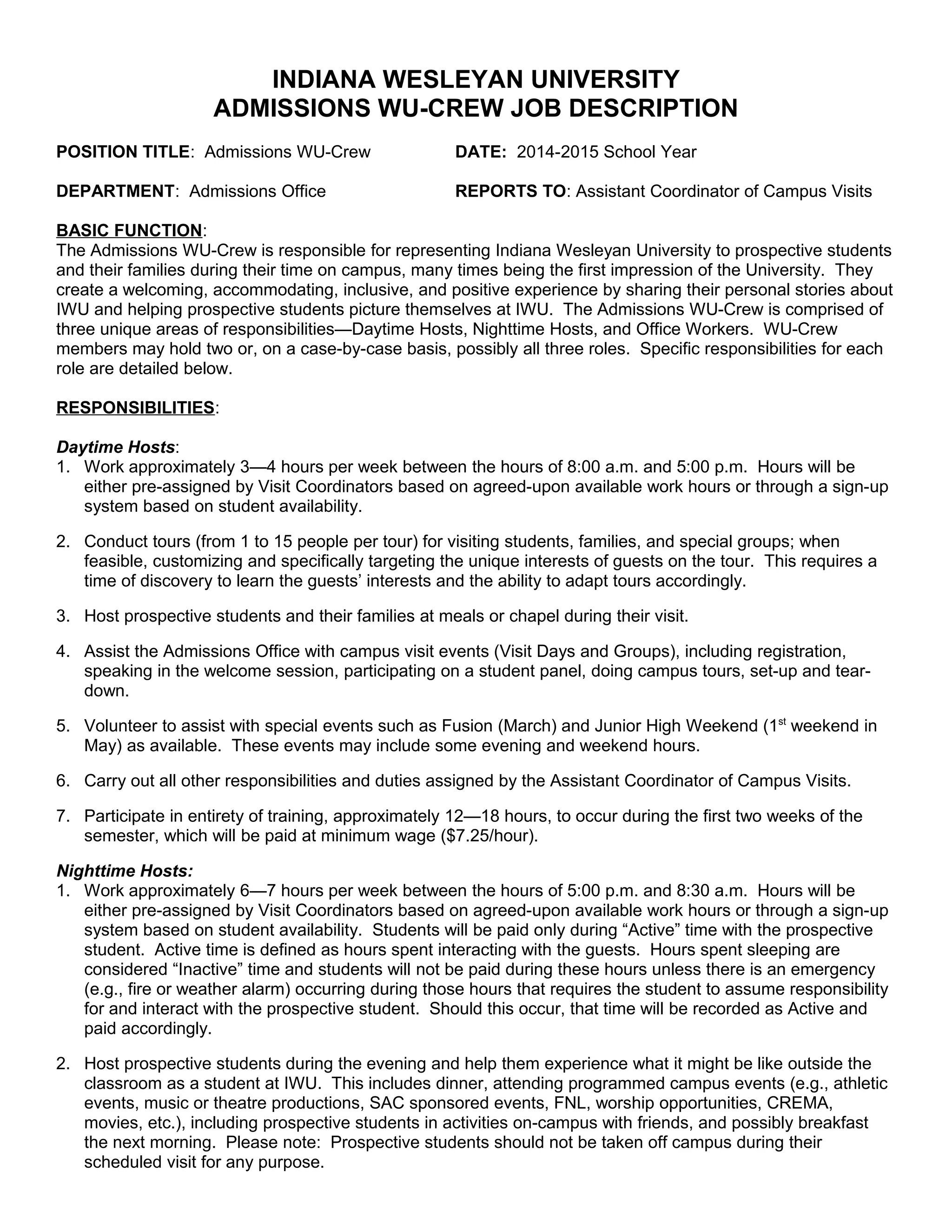 WU-Crew Job Description 2014-2015 | DOC