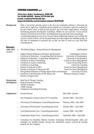 S.RADMORE - CV | PDF