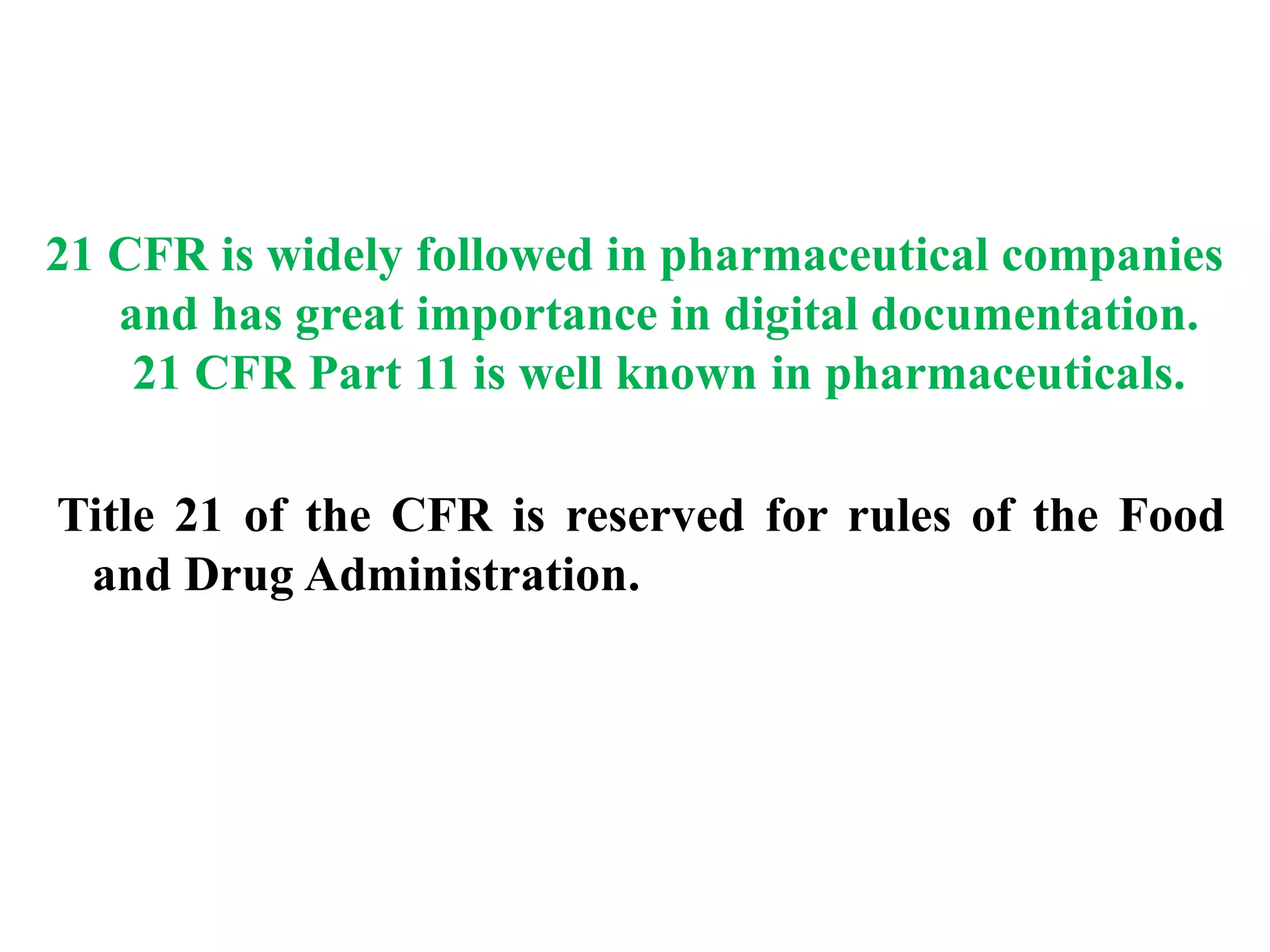 21 Code of Federal Regulation(21-CFR) | PPTX