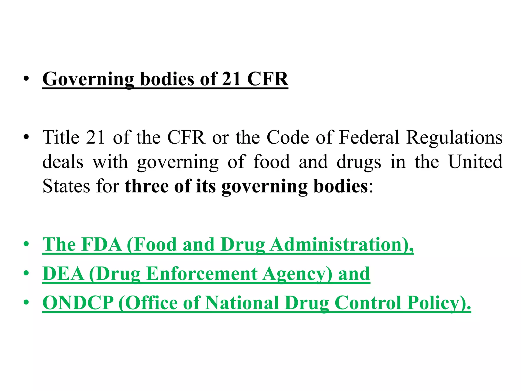 21 Code of Federal Regulation(21-CFR) | PPTX