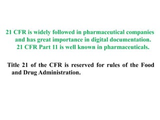 21 Code of Federal Regulation(21-CFR) | PPTX