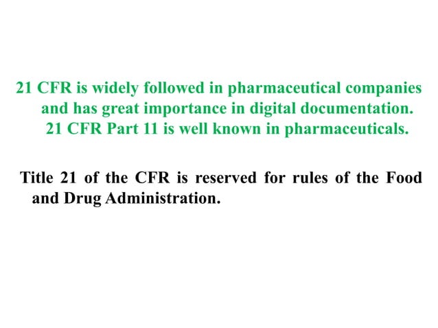 21 Code of Federal Regulation(21-CFR) | PPTX