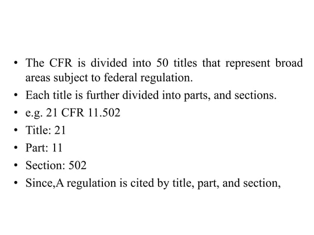 21 Code of Federal Regulation(21-CFR) | PPTX