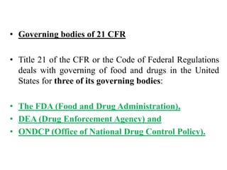 21 Code of Federal Regulation(21-CFR) | PPTX